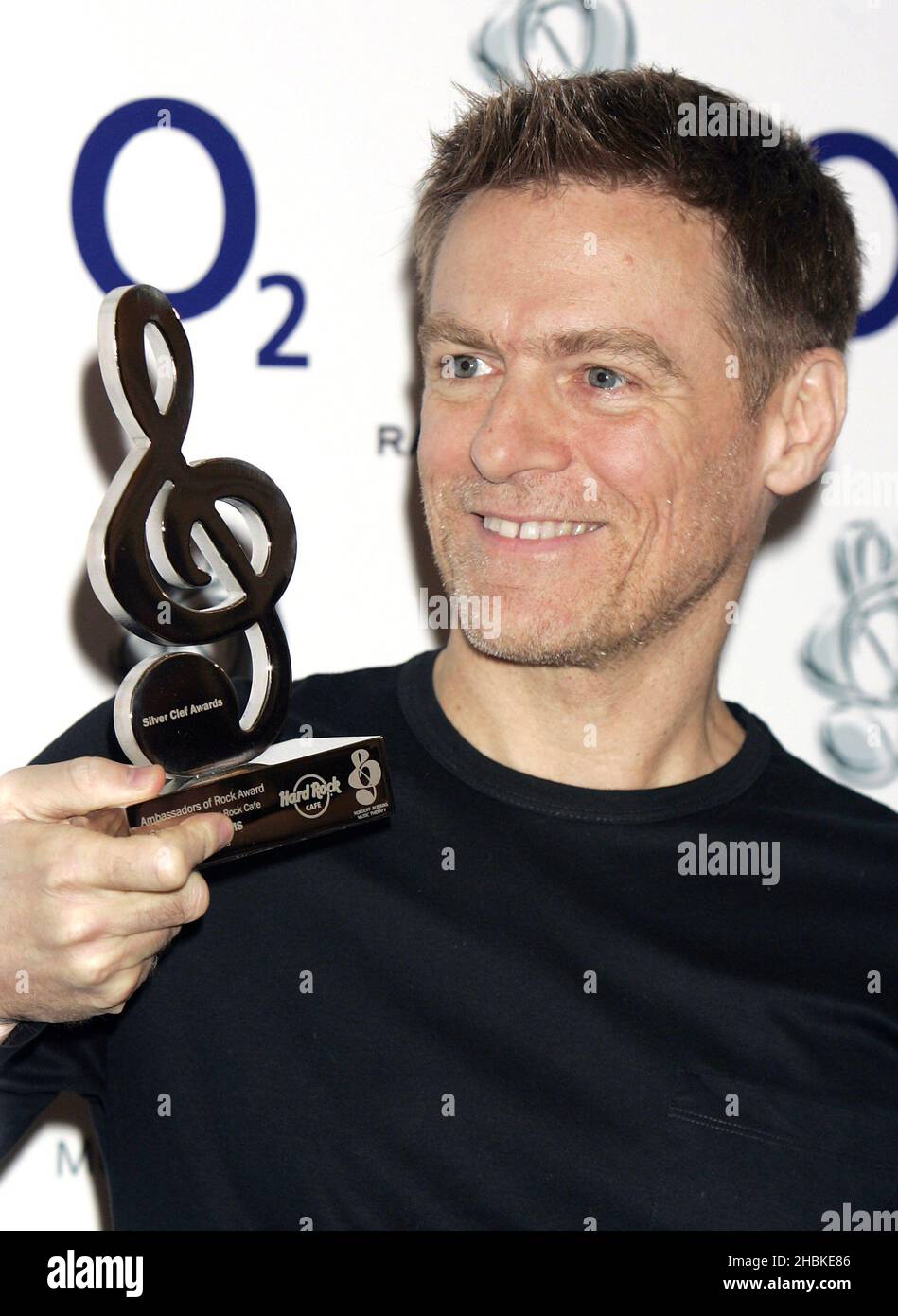 Bryan Adams with the Ambassadors of Rock Award at the O2 Silver Clef ...
