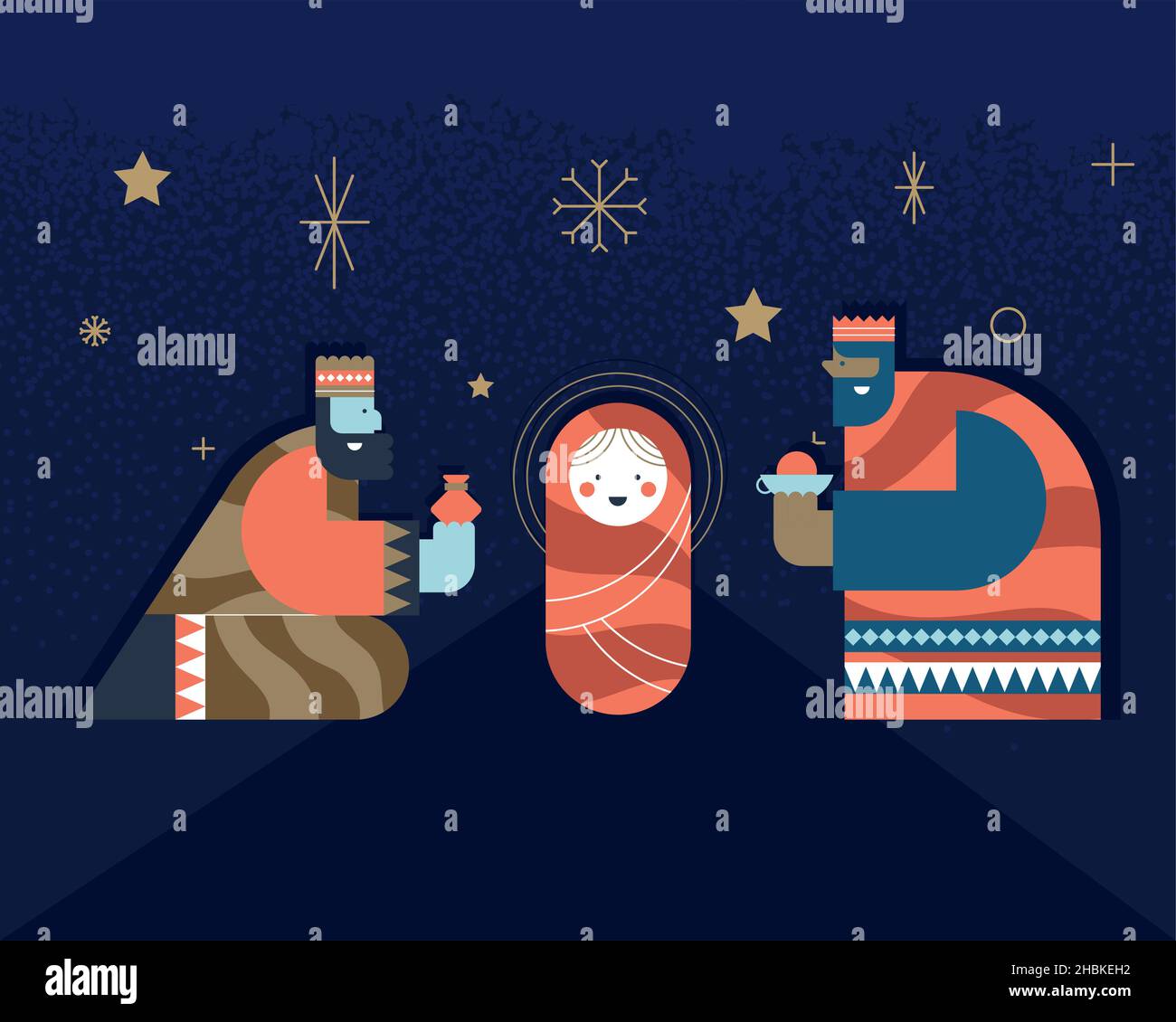 magic kings and jesus christmas card Stock Vector Image & Art - Alamy