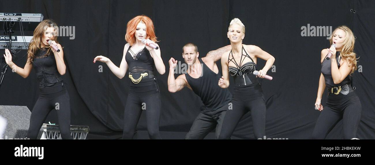 Girls Aloud perform on the second day of the V Festival at Hylands Park ...