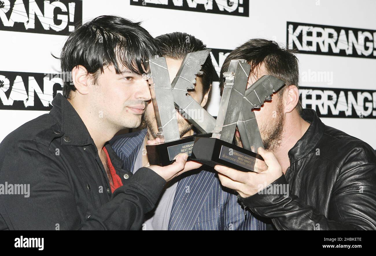 Jared Leto and his band 30 Seconds to Mars during the Kerrang Awards ...