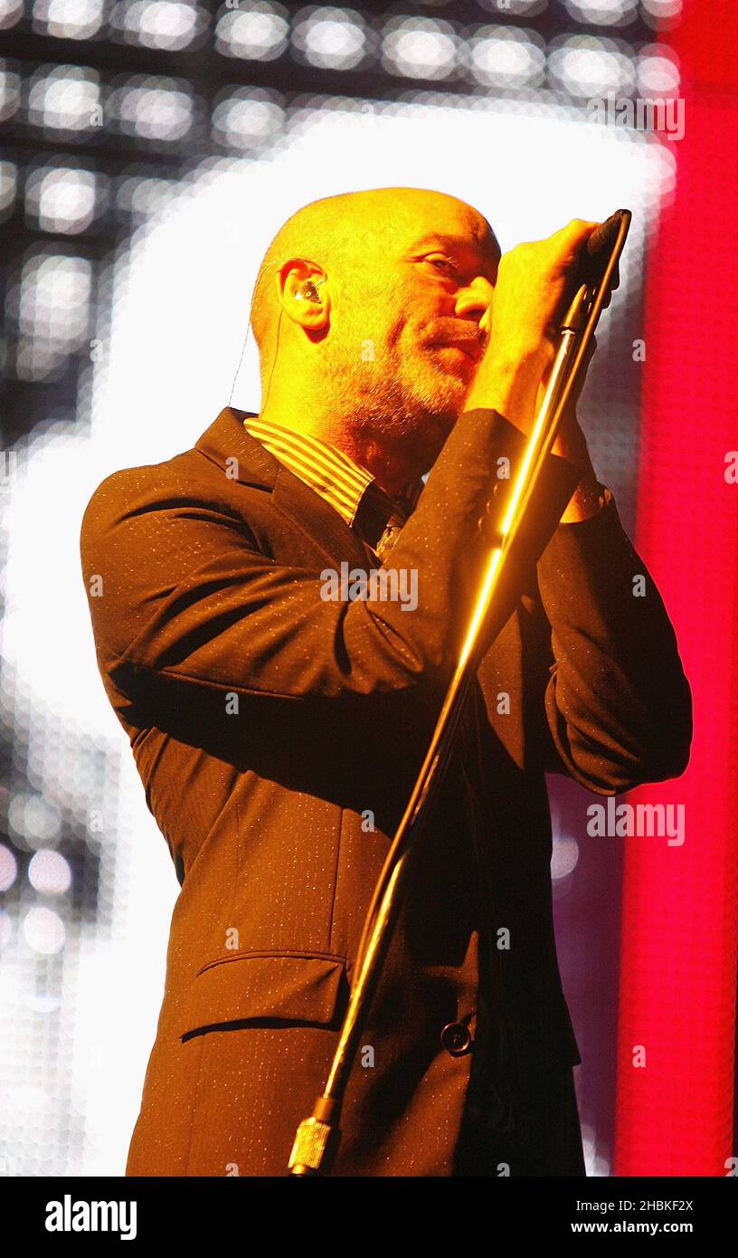 Michael stipe of rem performing on stage hi-res stock photography and ...