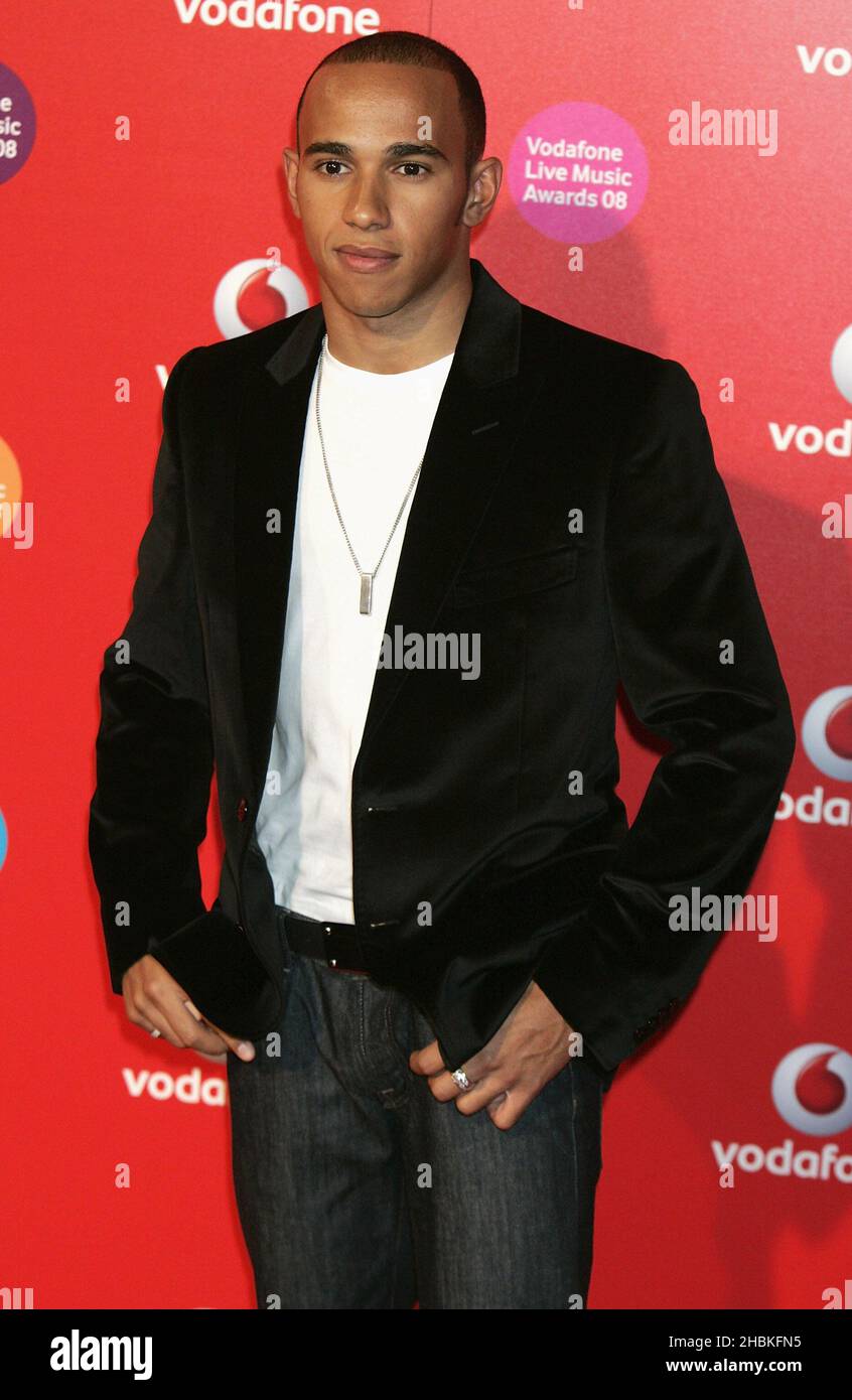 Lewis Hamilton arrives at the Vodafone Live Music Awards at Brixton ...