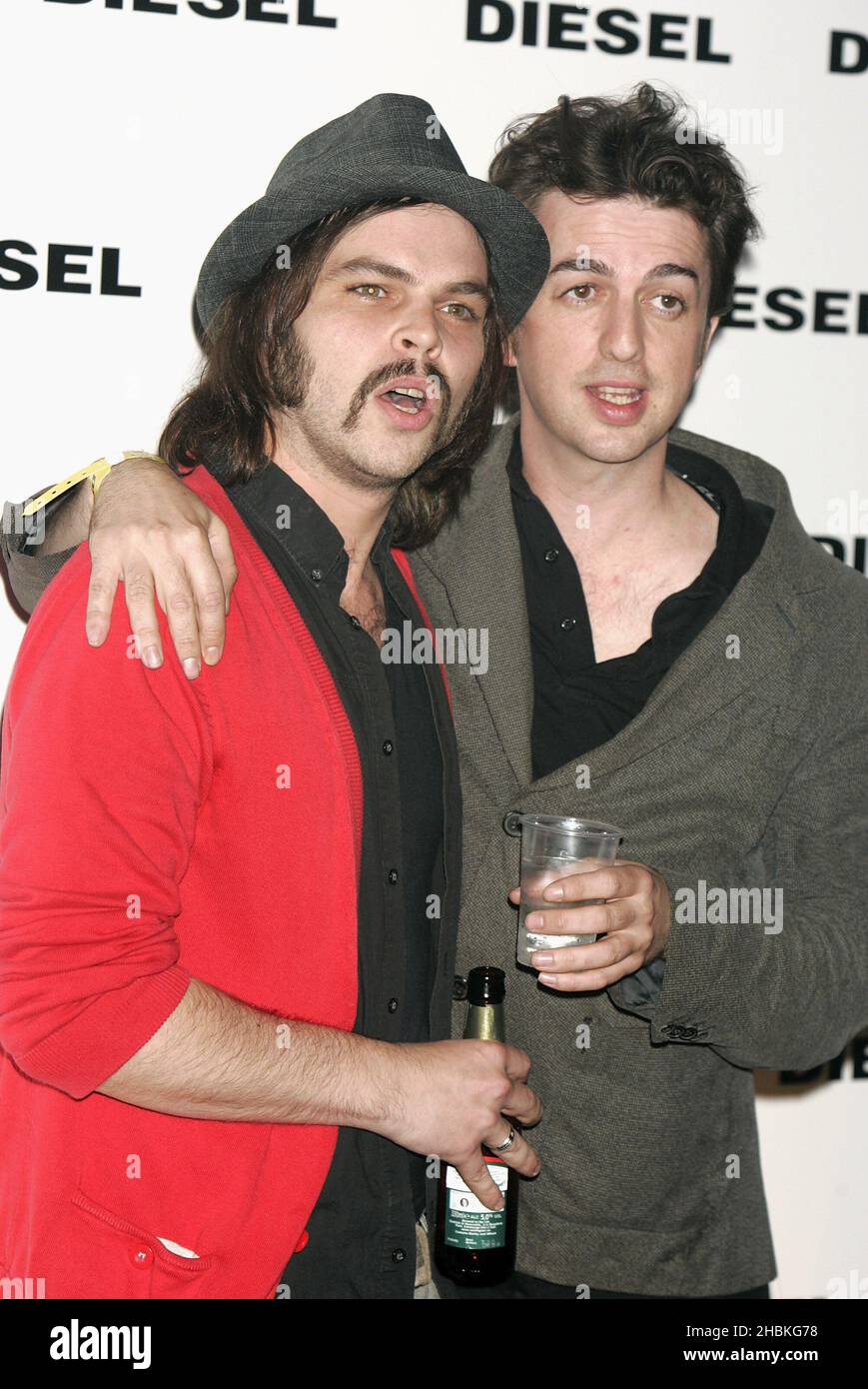 Gaz Coombes and Danny from Supergrass arrive at Diesel xXx - The ...