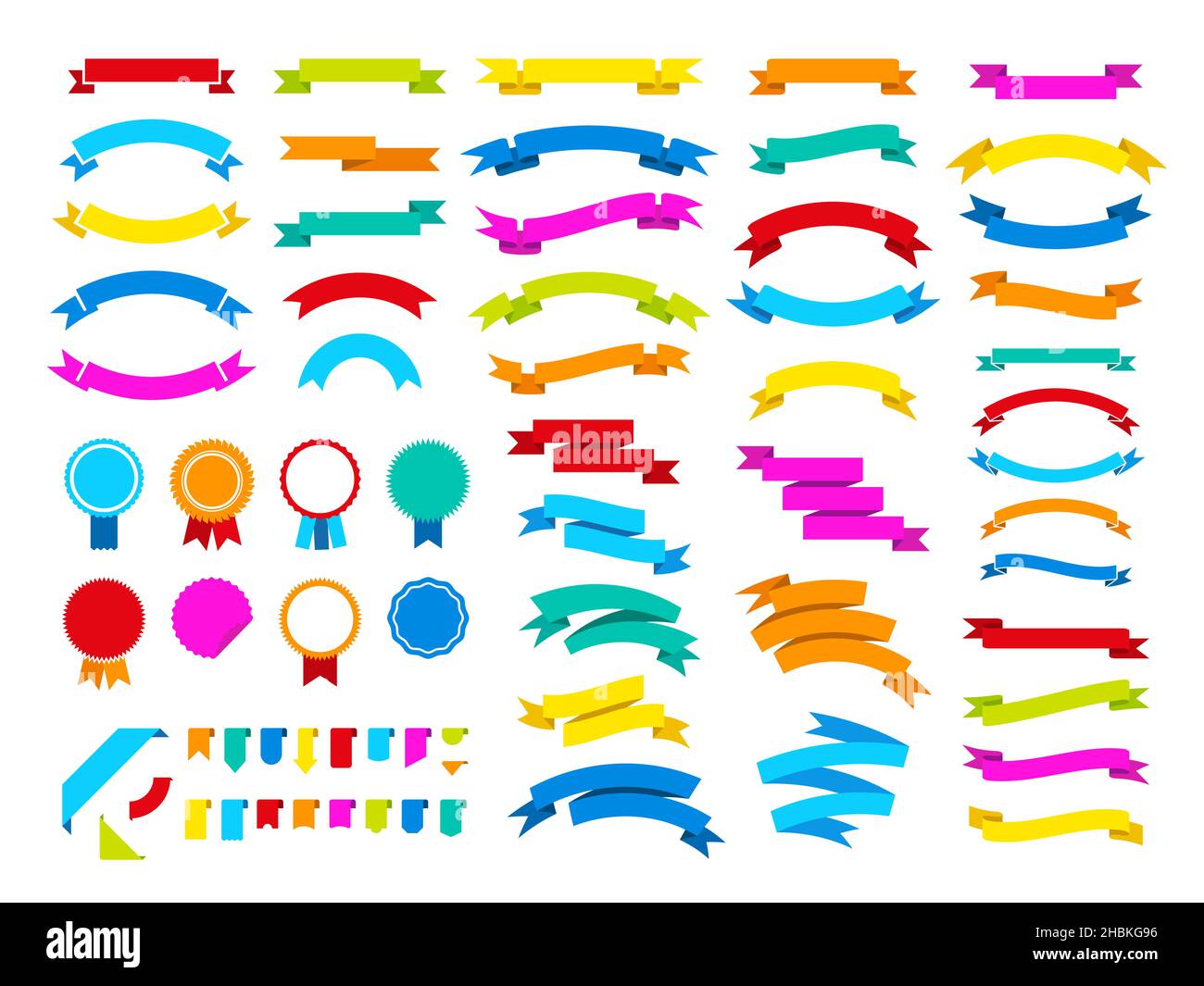 Ribbons set. Ribbon banner, tag badges logo. Decorative winner signs ...