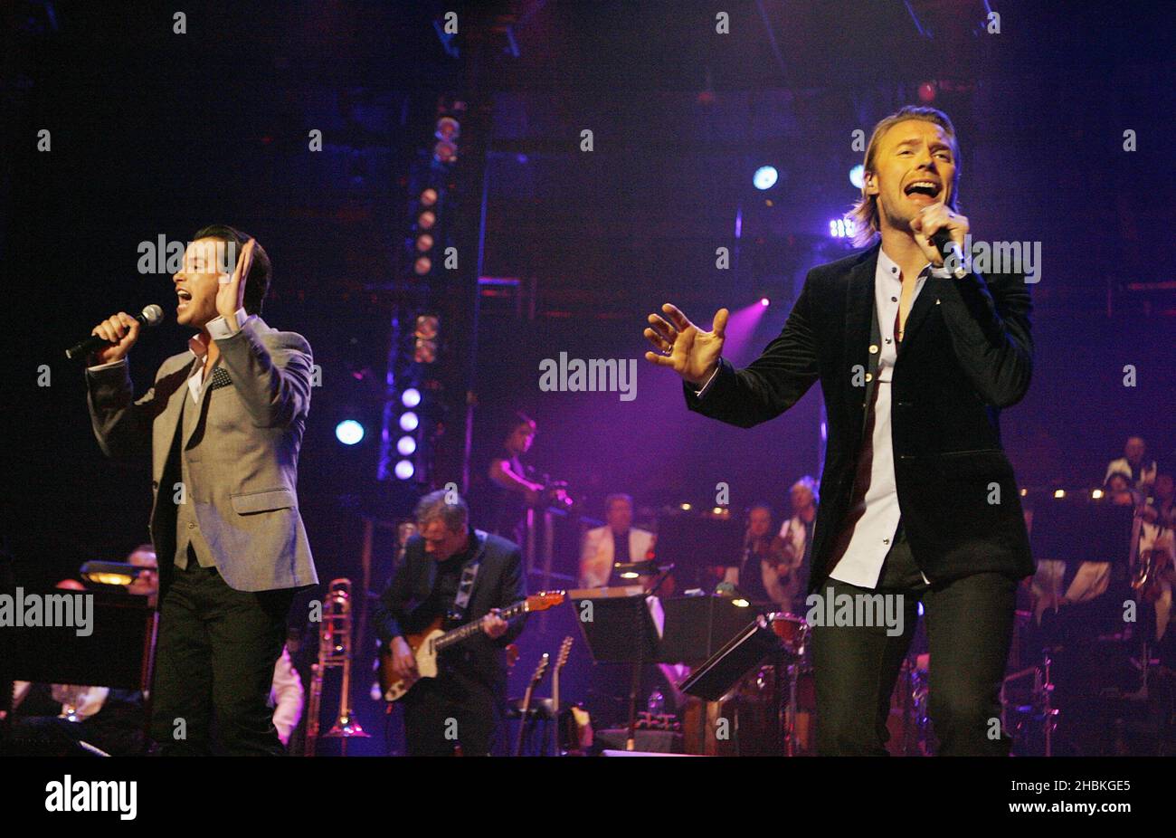 Stephen Gately and Ronan Keating of Boyzone perform at the BBC Electric ...