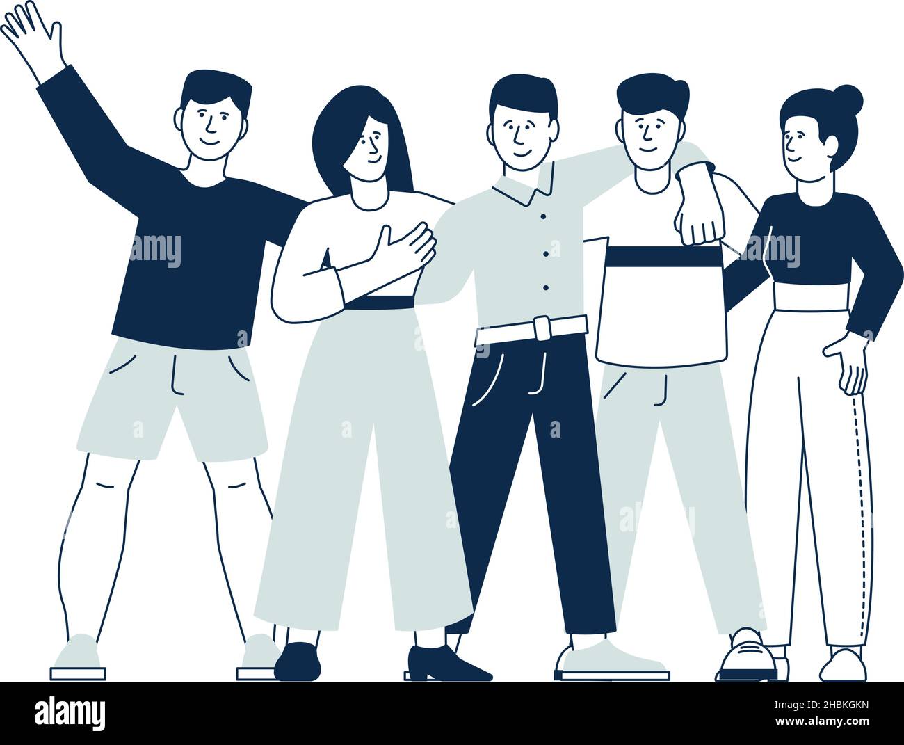 Friends hugging. Meeting friend and hugs, diverse people team. Students ...