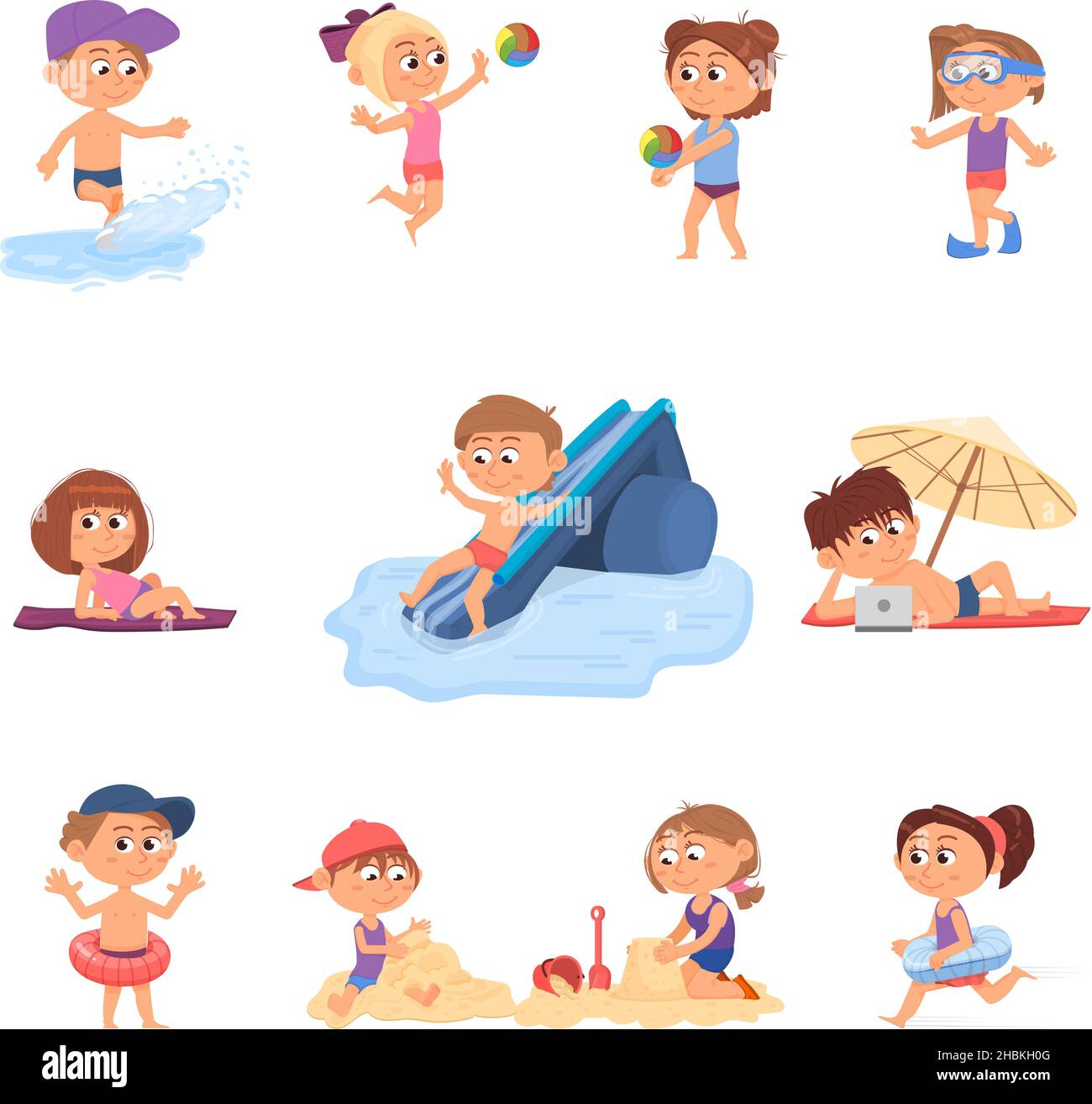 Happy children playing in the sea Cut Out Stock Images & Pictures - Alamy