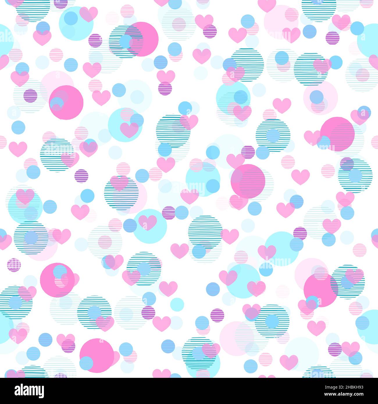 Fun Pink and Blue Pattern Design with Hearts and Dots Stock Vector ...