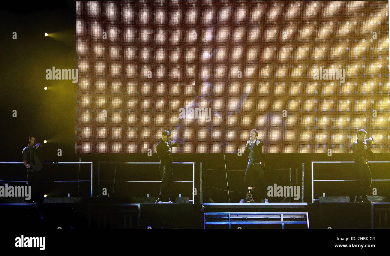 New Kids on the Block perform on stage at the 02 Arena Stock Photo - Alamy