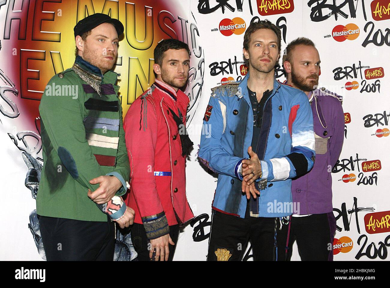 Coldplay at the BRIT Awards, at Earls Court, central London, SW5 Stock ...