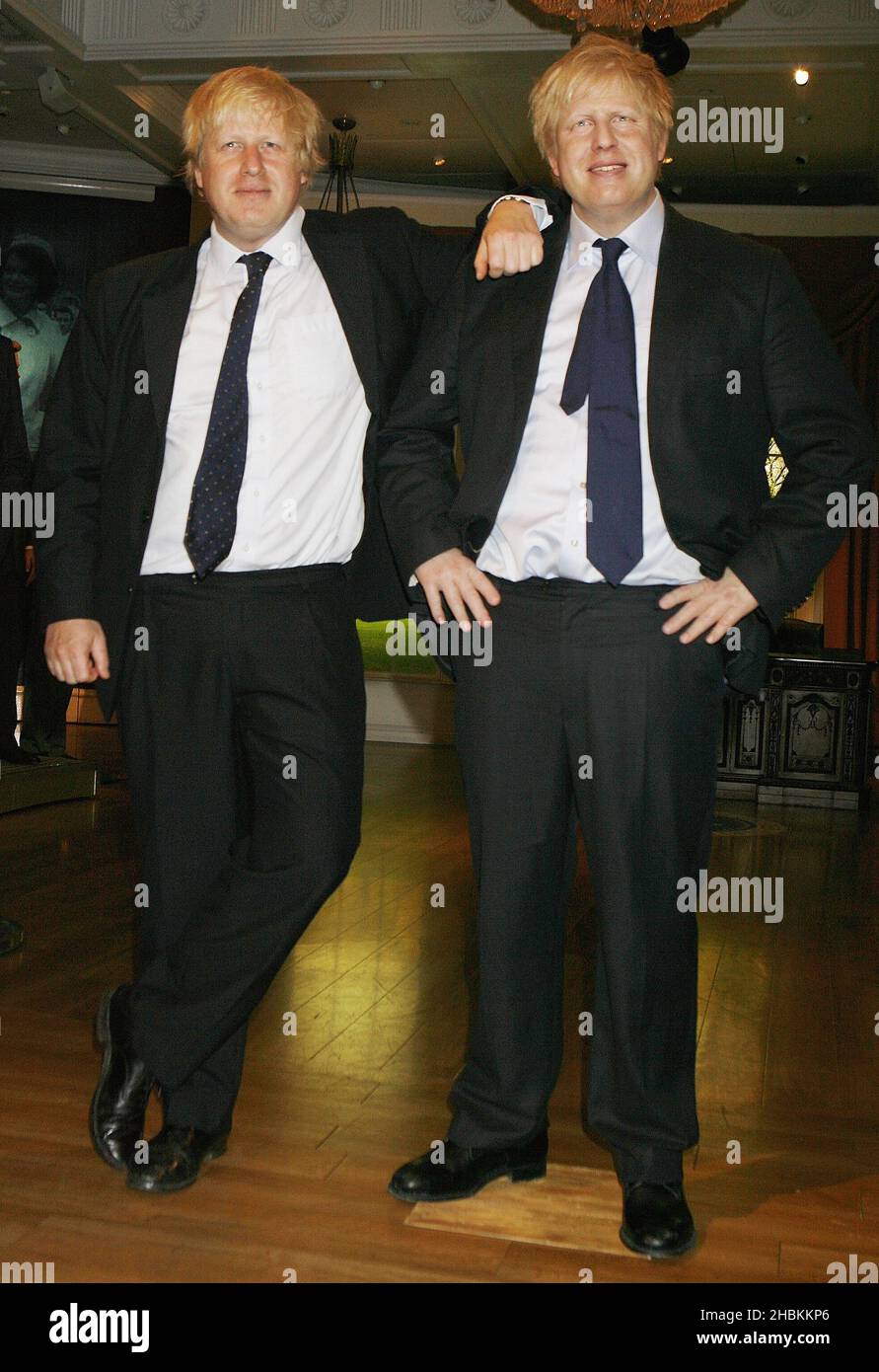Boris Johnson poses with his wax model at Madame Tussauds in London ...