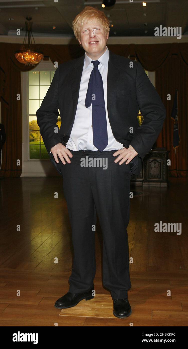 Boris Johnson poses with his wax model at Madame Tussauds in London ...