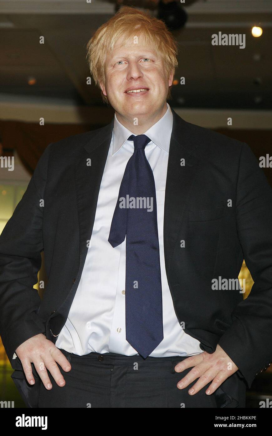 Boris Johnson poses with his wax model at Madame Tussauds in London ...