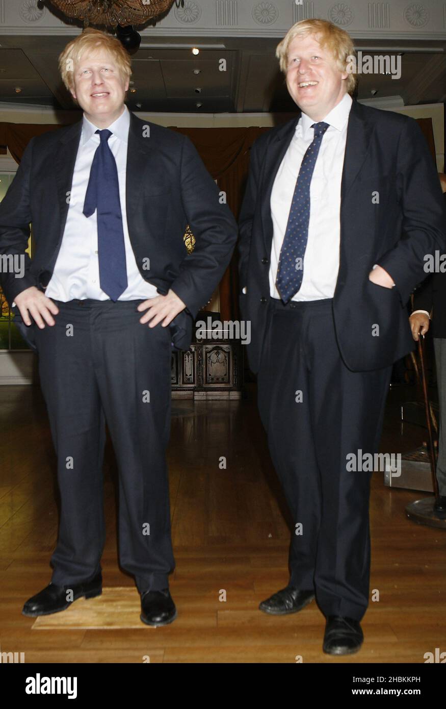 Boris Johnson poses with his wax model at Madame Tussauds in London ...