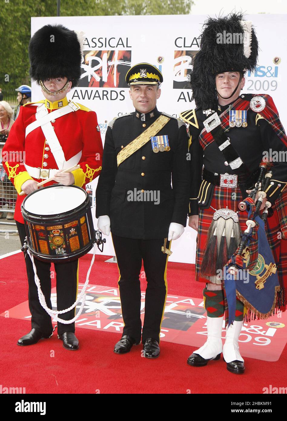 Royal Scots Dragon Guards arrive at the Classical Brit Awards at the ...