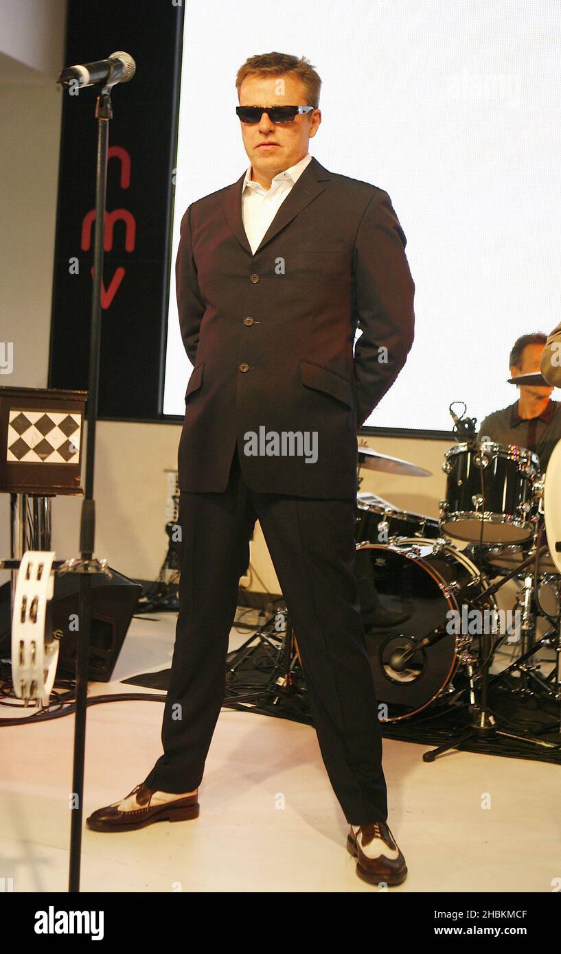 Suggs and his band Madness perform at HMV signing, Oxford Street ...