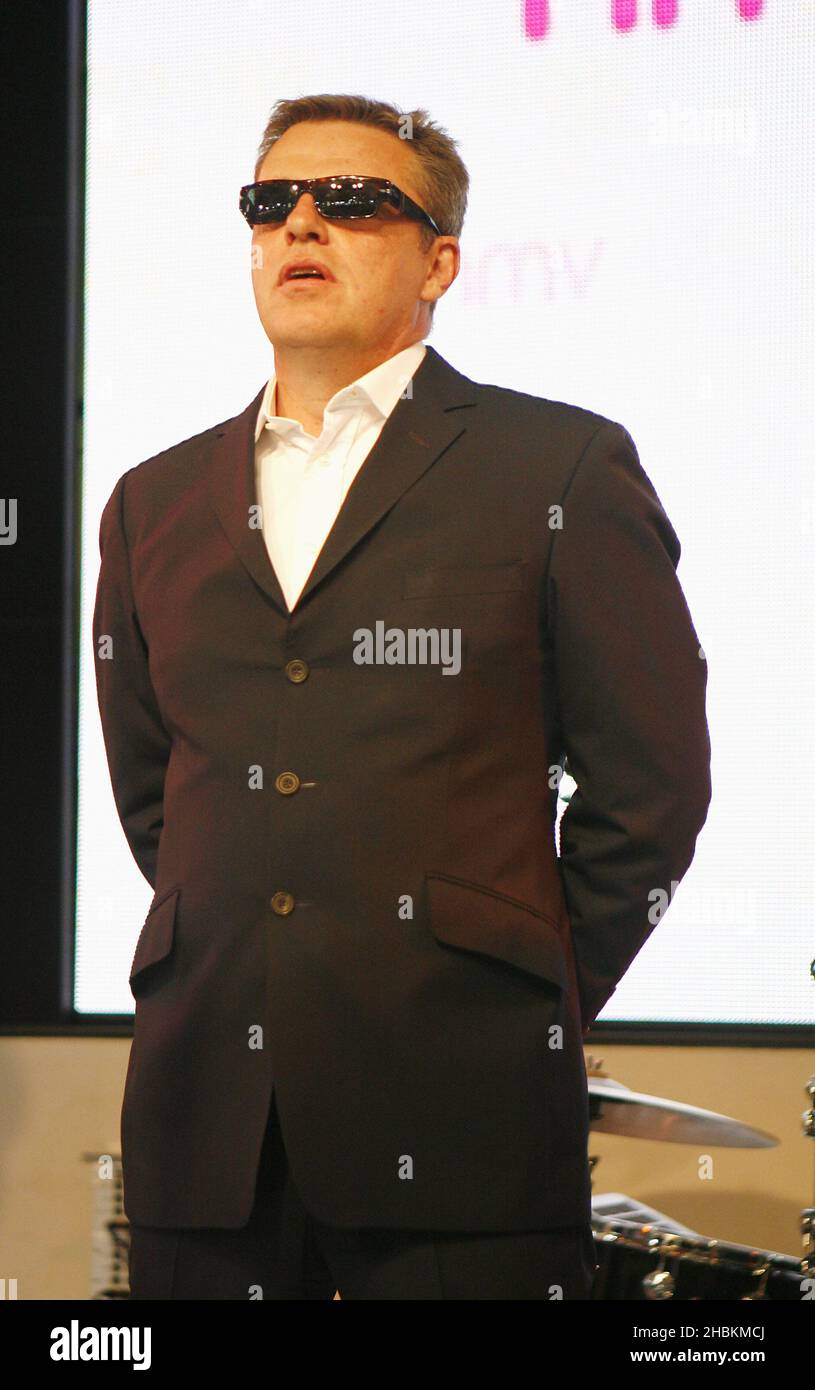 Suggs and his band Madness perform at HMV signing, Oxford Street ...