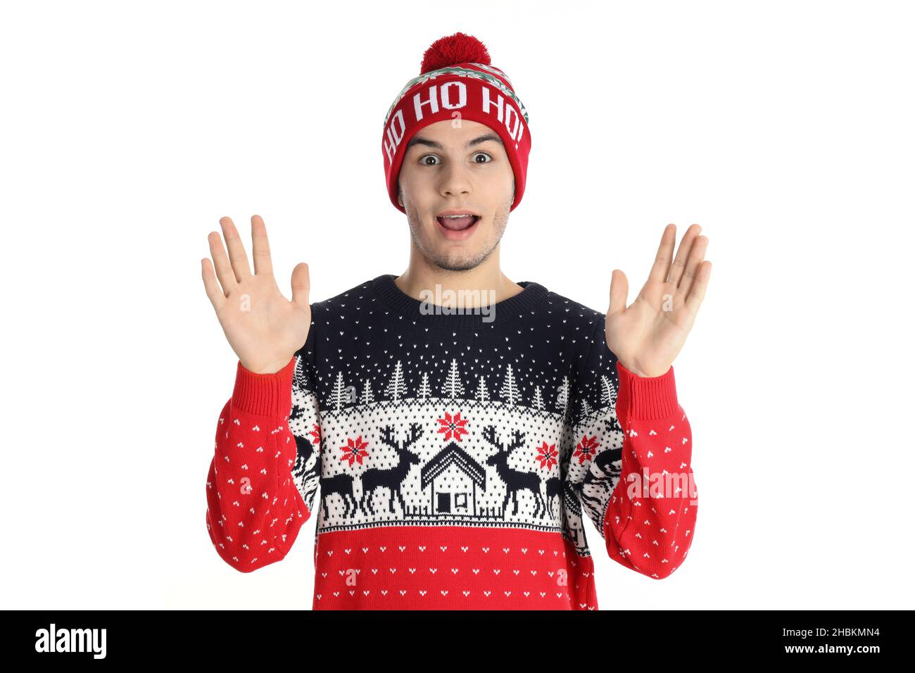 Attractive guy in sweater isolated on white background Stock Photo - Alamy