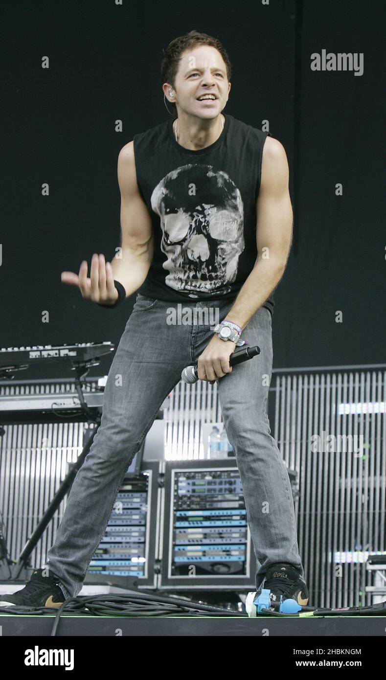 Rob Swire of Pendulum performs on stage at Download Festival 2009 at ...