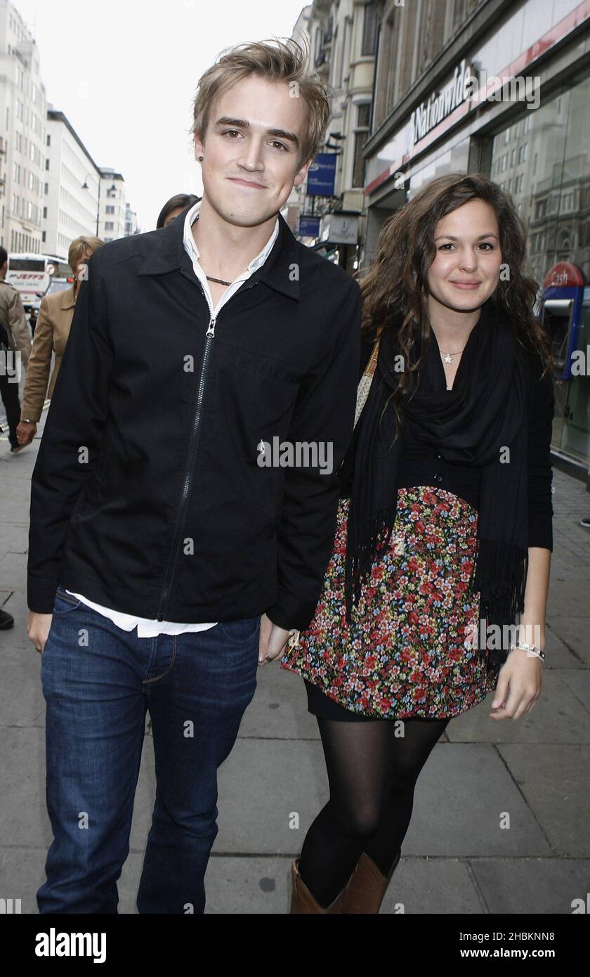 Tom Fletcher of McFly and girlfriend Giovanna Falcone arrive at Derren ...