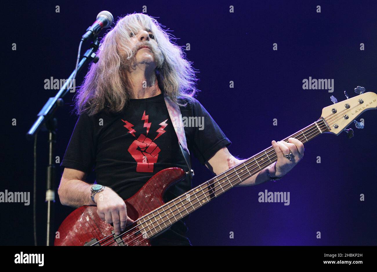 Derek Smalls (Harry Shearer) of Spinal Tap performs at Wembley Arena ...