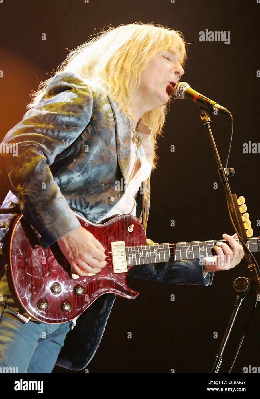 David St. Hubbins (Michael McKean) of Spinal Tap performs on stage at ...