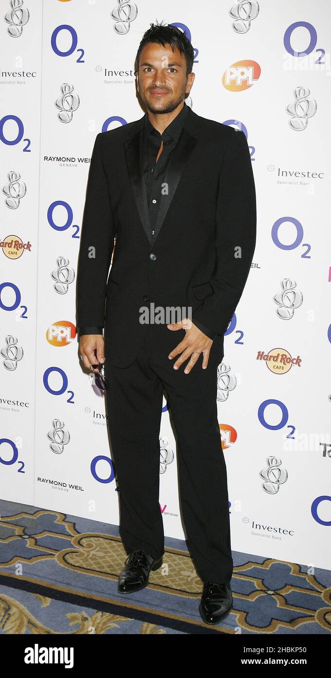 Peter Andre arrives at the O2 Silver Clef Awards at the Hilton Hotel in ...