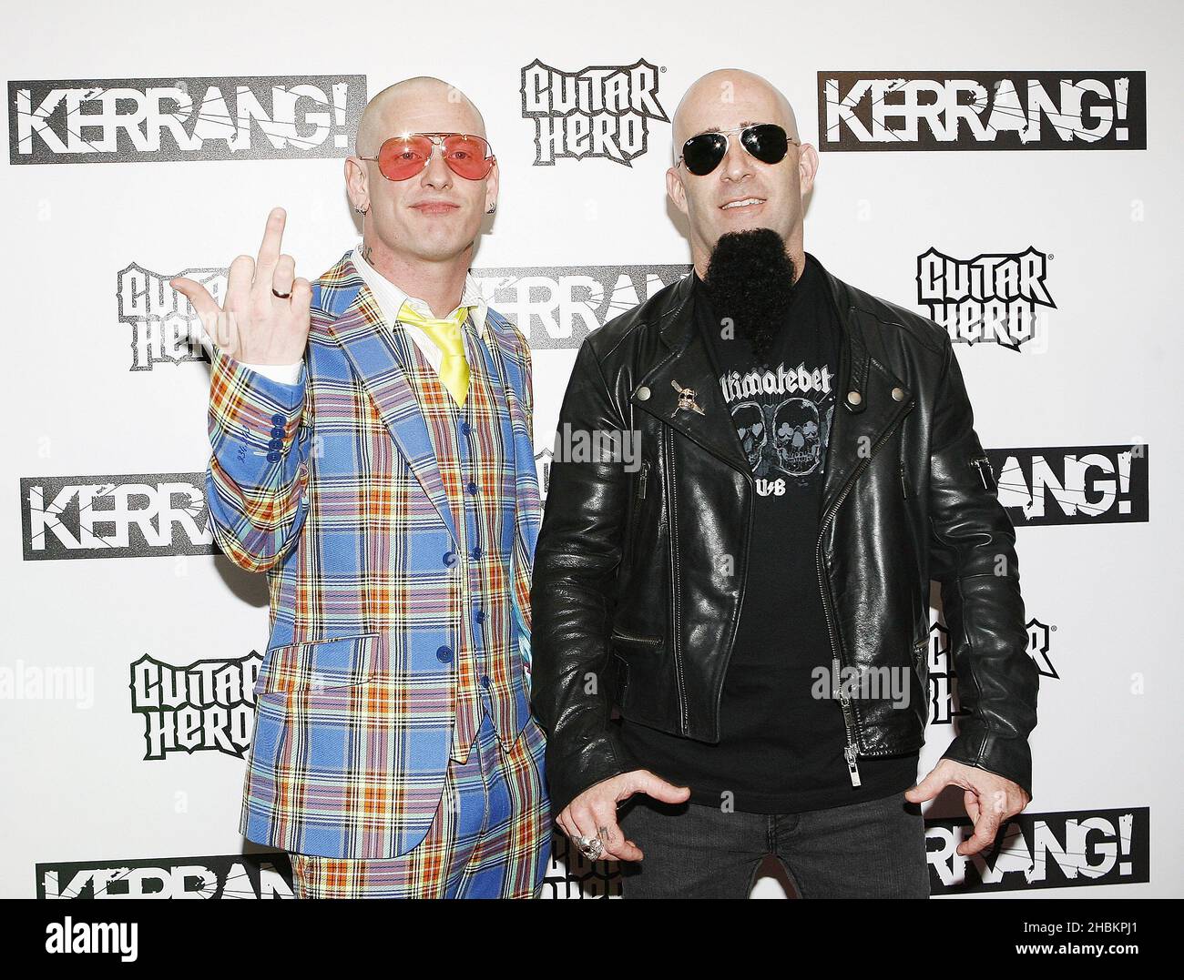 Corey Taylor of Slipknot and Scott Ian of Anthrax arrive at the Kerrang ...