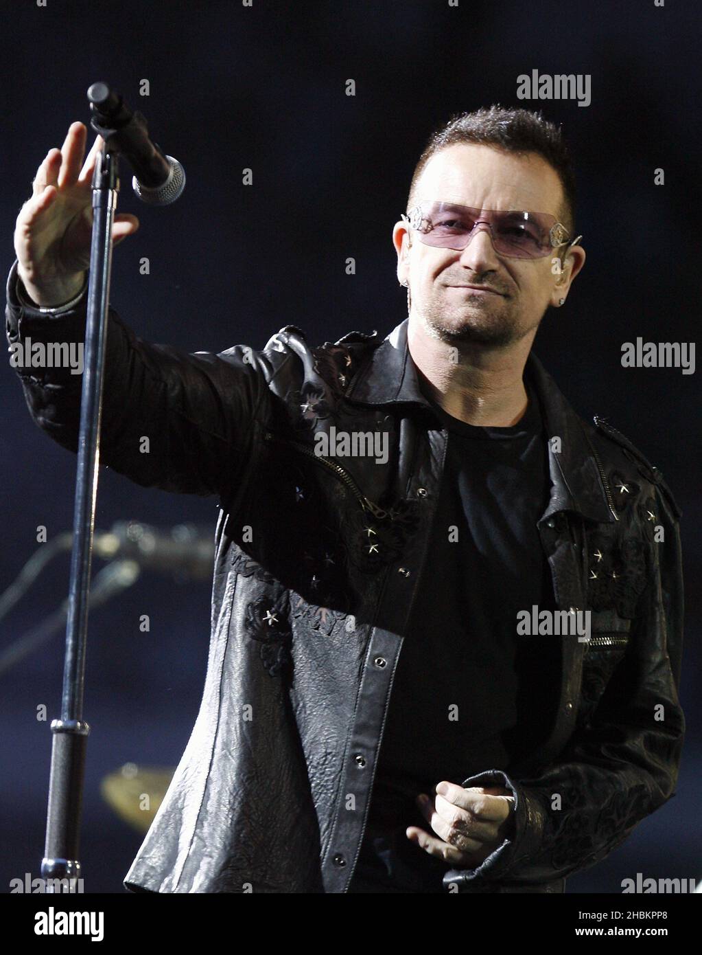 Bono performs with U2 at Wembley Stadium in London, UK Stock Photo - Alamy