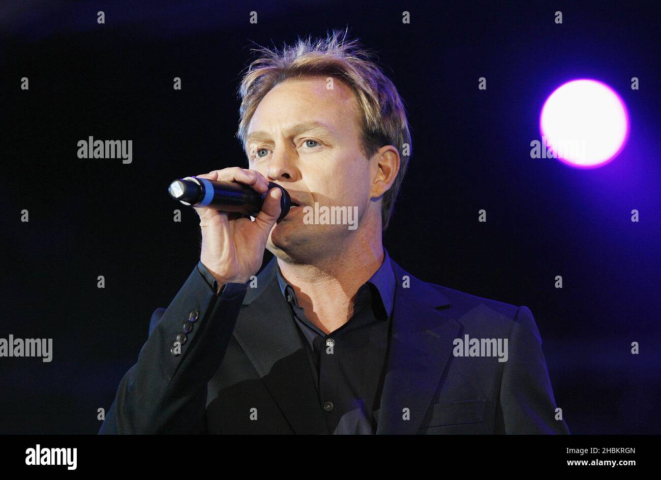 Jason donovan performs on stage at the we love abba hi-res stock ...