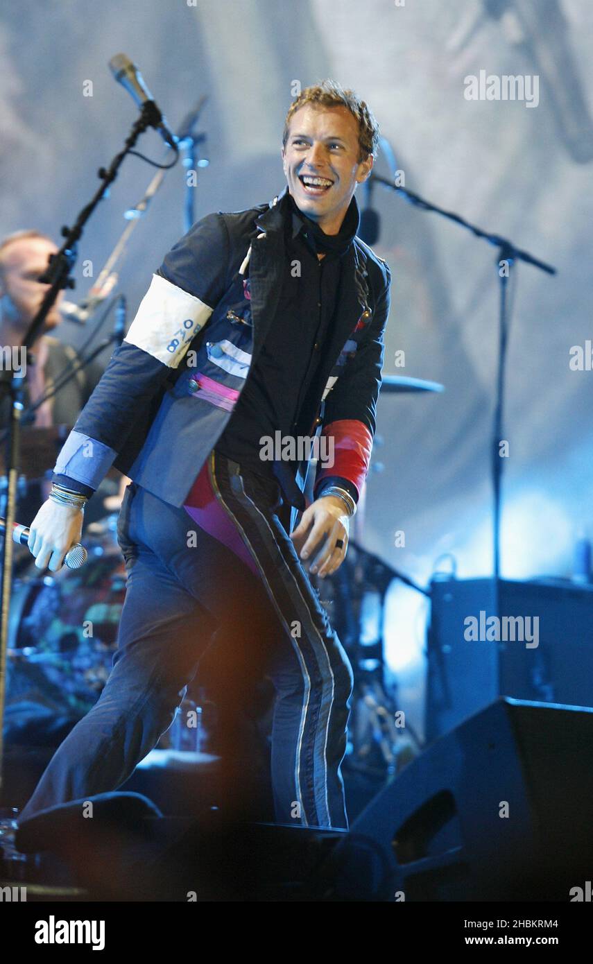 Chris Martin of Coldplay performs on stage at Wembley Stadium, North ...