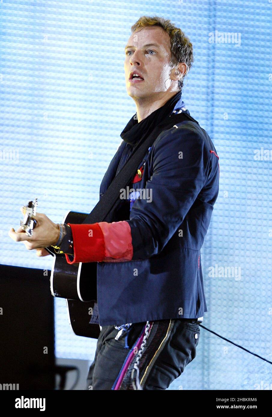 Chris Martin of Coldplay performs on stage at Wembley Stadium, North ...