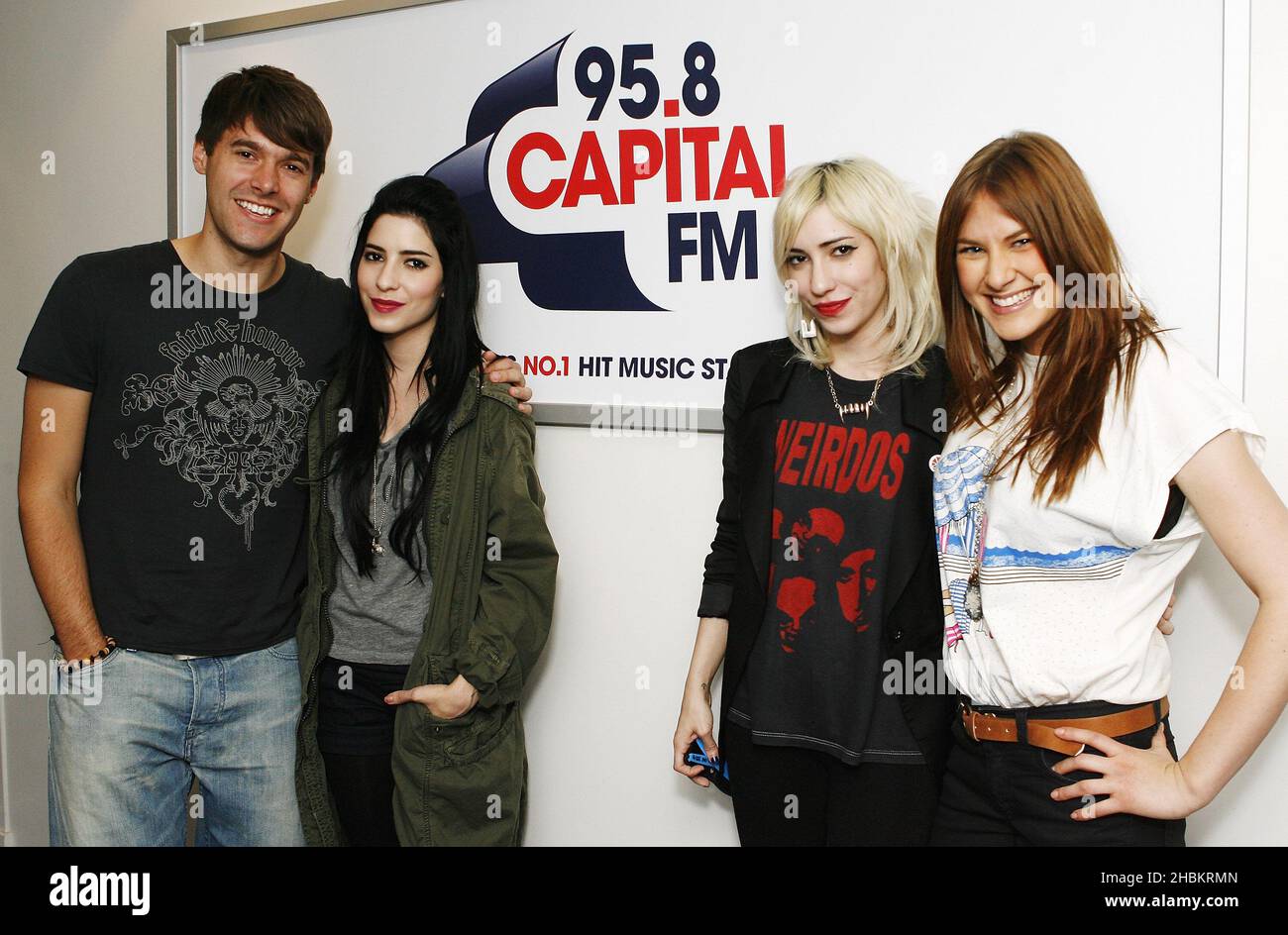 Lisa and Jessica of The Veronicas pose with presenters Richard and Kat ...