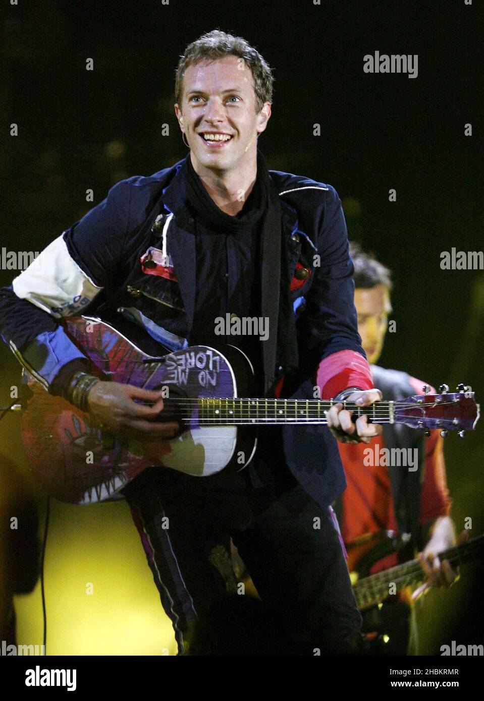 Chris Martin of Coldplay performs on stage at Wembley Stadium, North ...