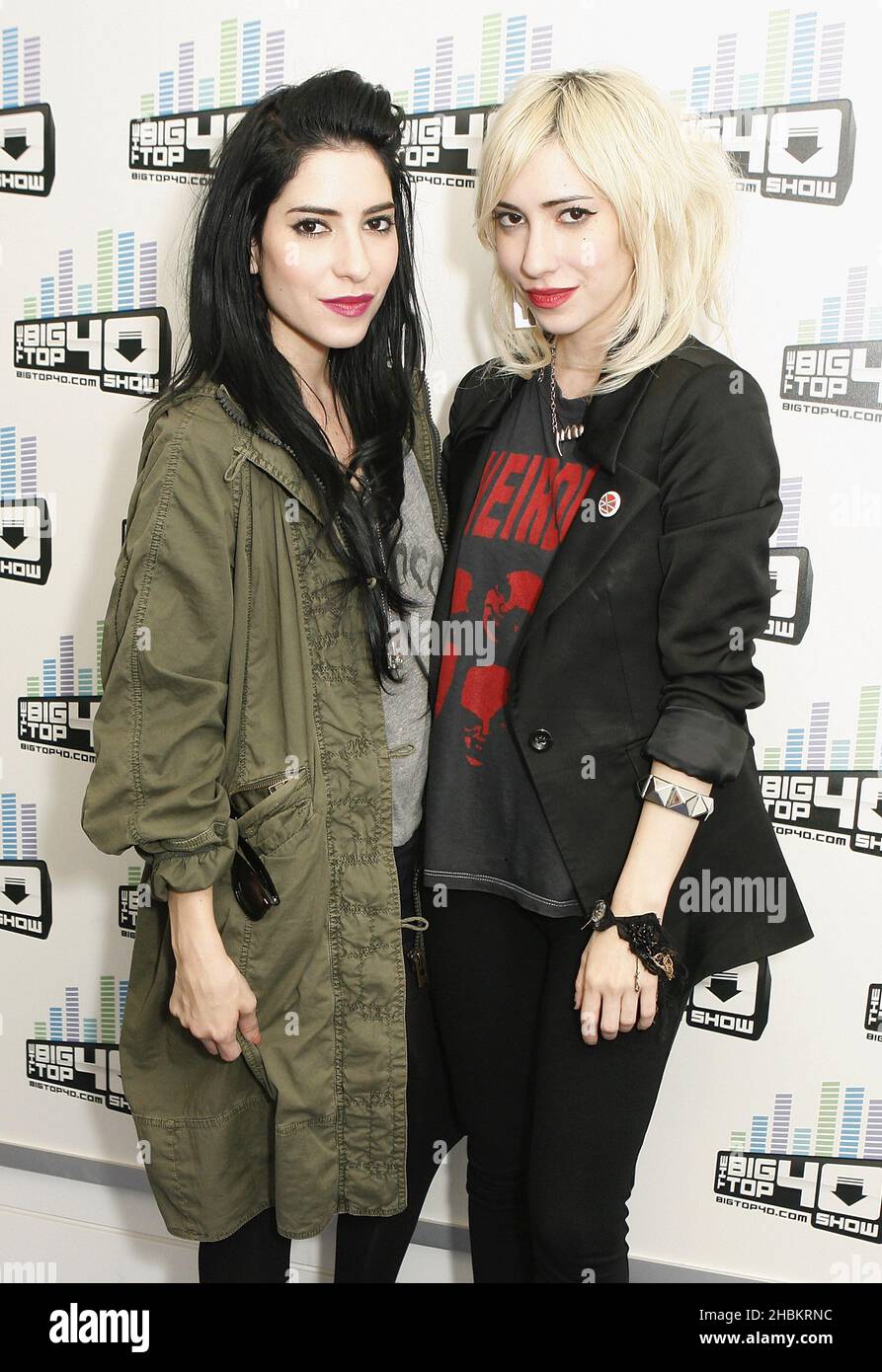Lisa and Jessica of The Veronicas pose at 95.8 Capital FM Radio, London ...