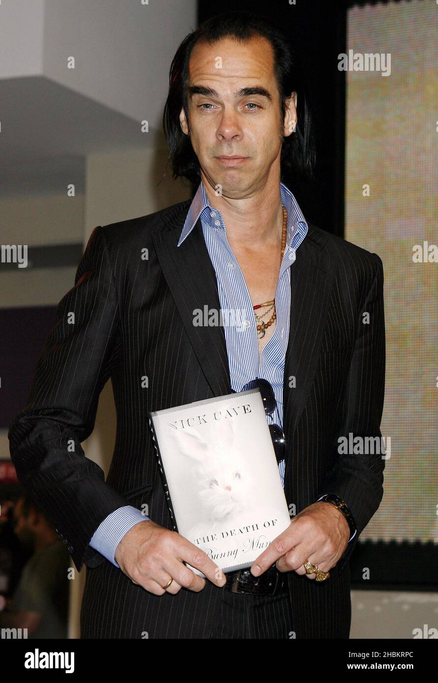 Nick Cave autographs his new book 'The Death of Bunny Munro' at HMV on ...