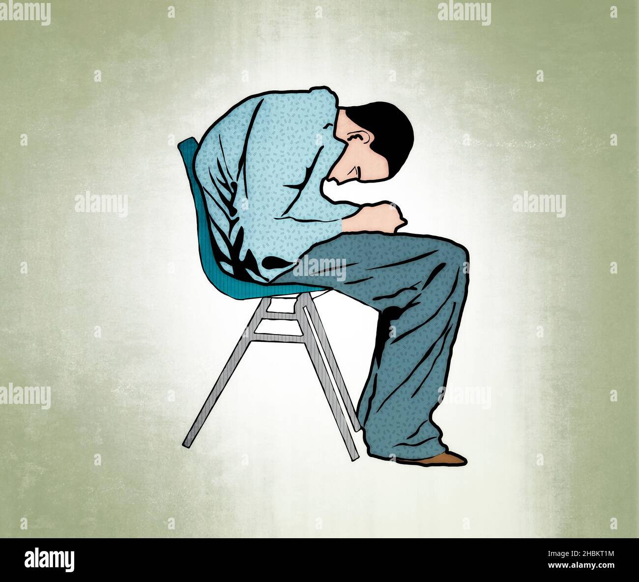 Man covering himself in fear. Social exclusion, invisible, homeless ...