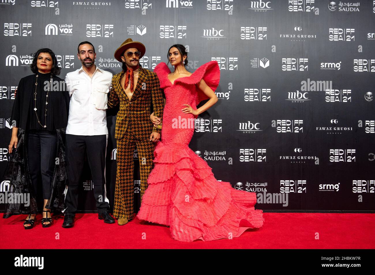 L-R : Shivani Pandya, Mohammed Al Turki, Indian super stars Ranveer ...