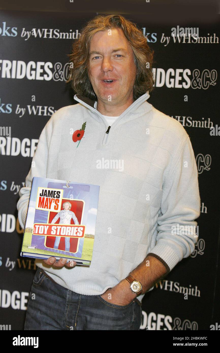 James May signs copis of his new book "Toy Stories" at Selfridges ...
