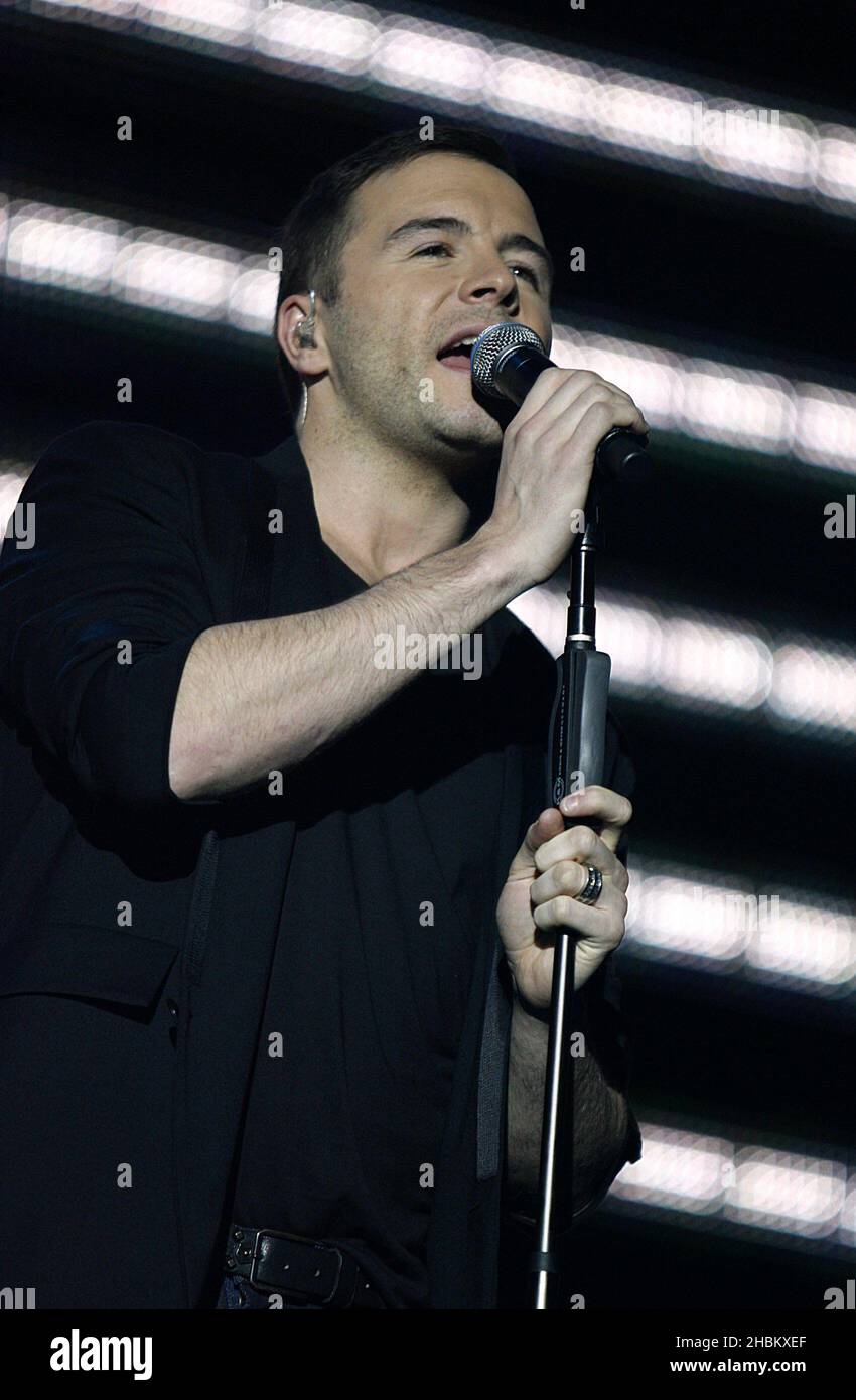 Shane Filan of Westlife performing during Capital FM's Jingle Bell Ball ...