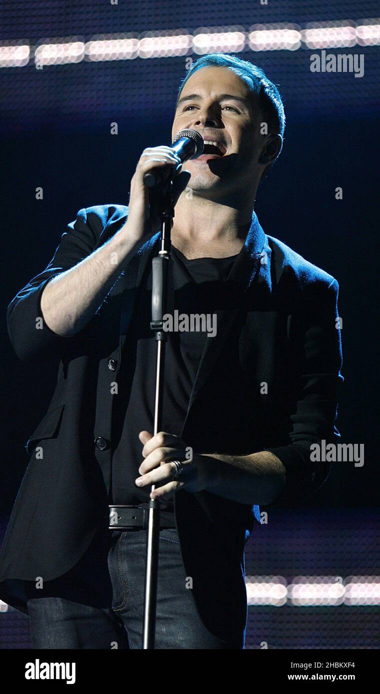 Shane filan westlife performing at the o2 arena london hi-res stock ...