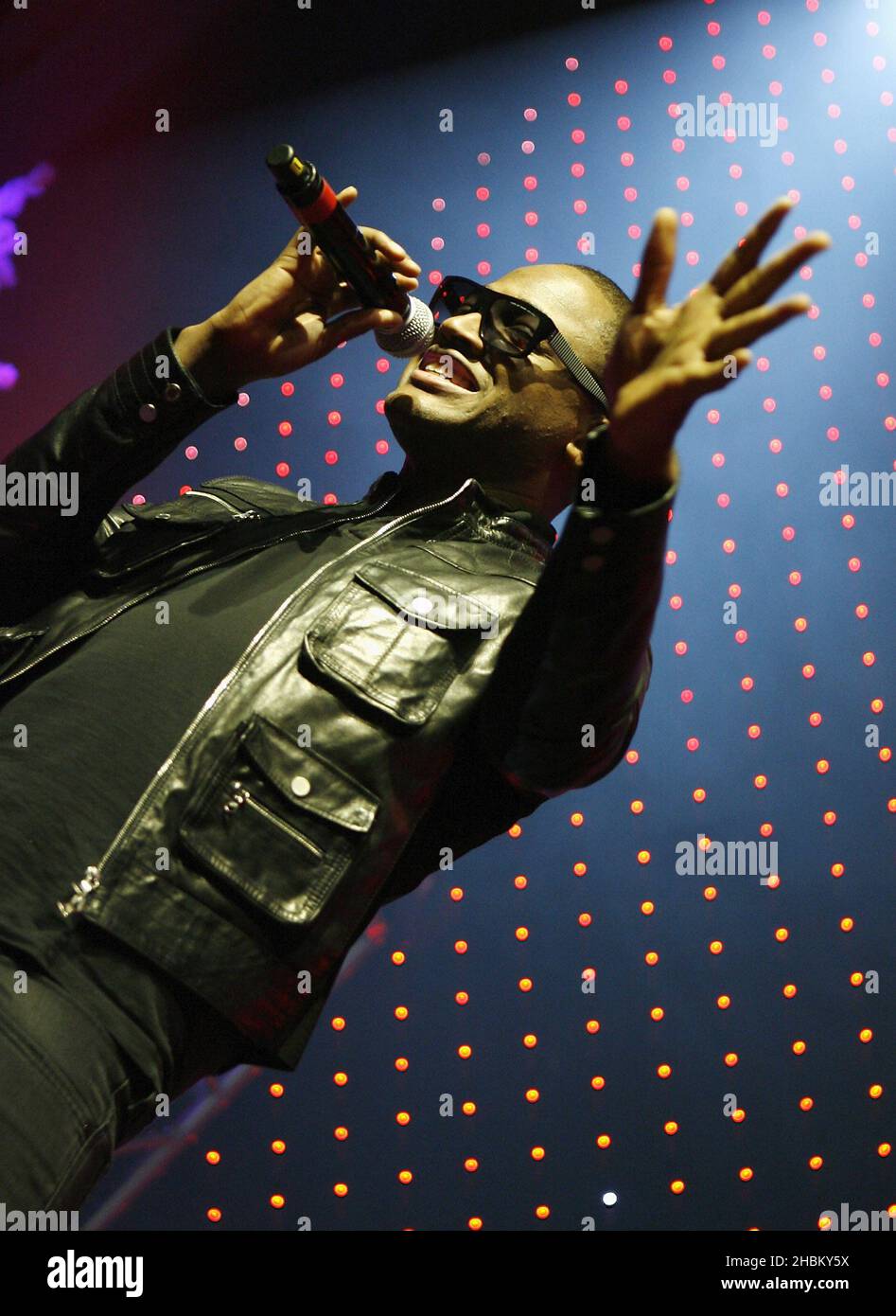Taio Cruz performs on stage at the Sunshine at Christmas Party at the ...