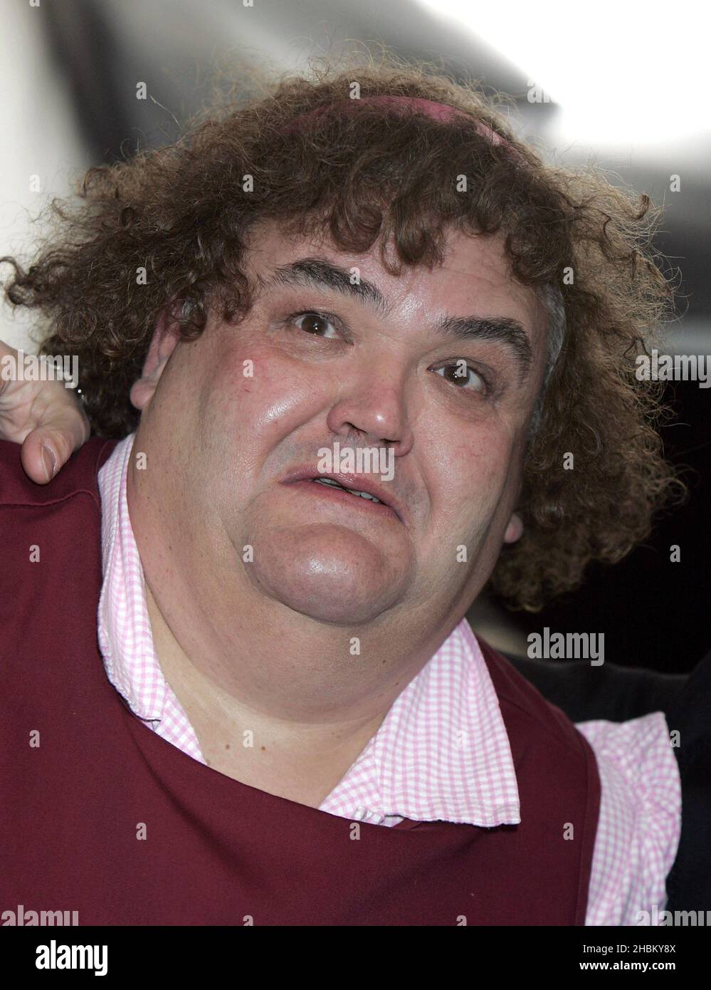 Actor Steve Benham (in character as Heather from Eastenders) arrives at ...