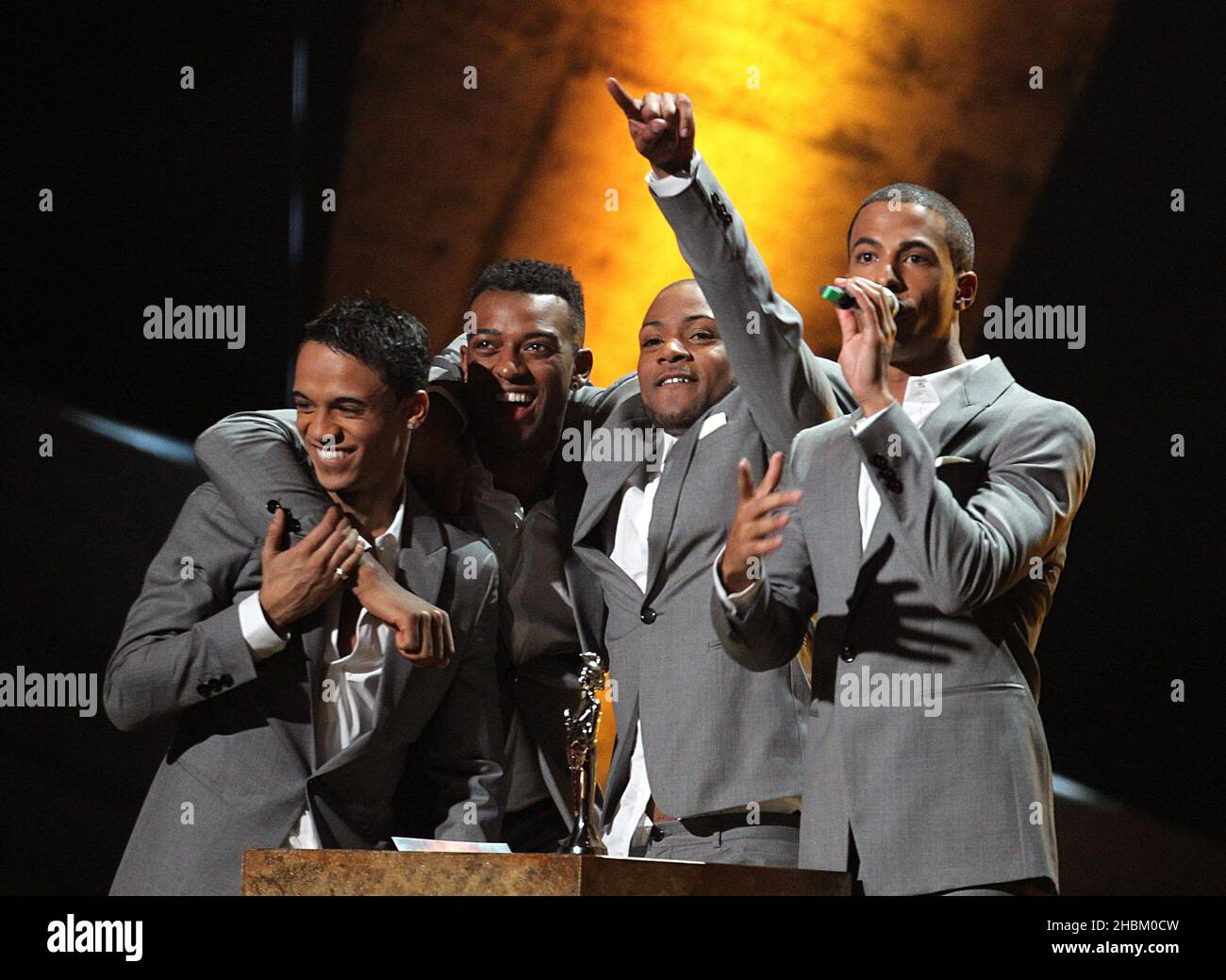 JLS (JB, Marvin Humes, Aston Merrygold and Oritse Williams) with the ...