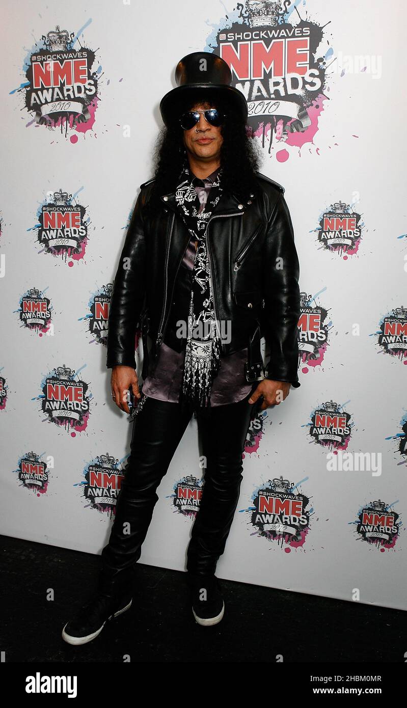 Slash at nme awards room at the 02 academy brixton hi-res stock ...