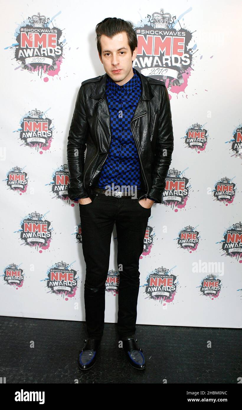 Mark Ronson backstage in the NME Awards Room at the 02 Academy Brixton ...