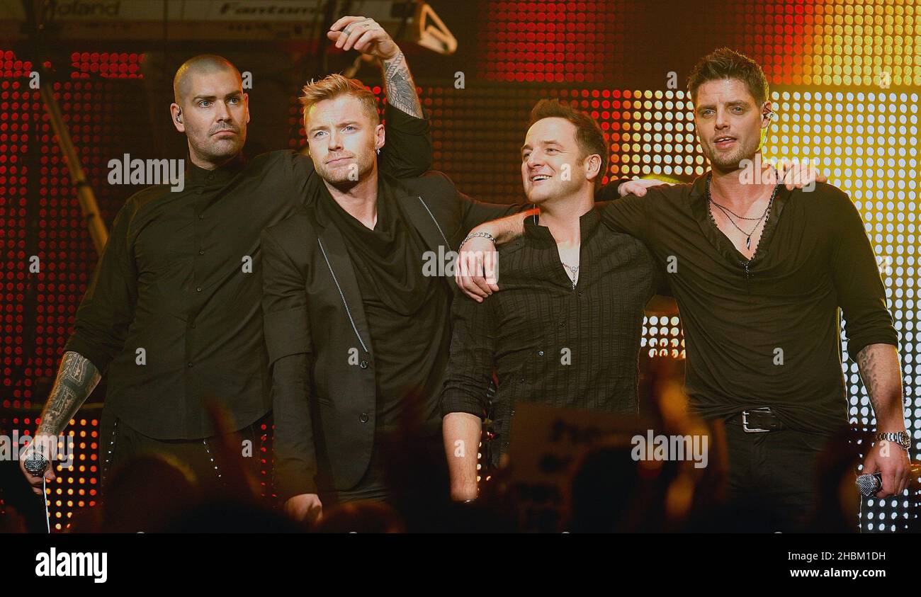 Shane Lynch,Ronan Keating ,Mikey Graham,Keith Duffy of Boyzone perform ...