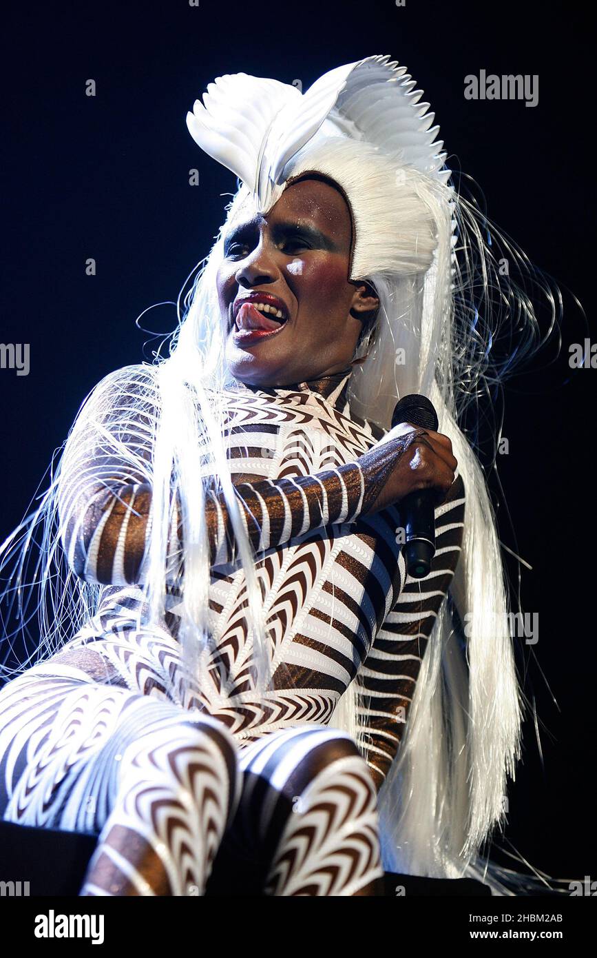 Grace Jones performs live at the Royal Albert Hall in central London ...