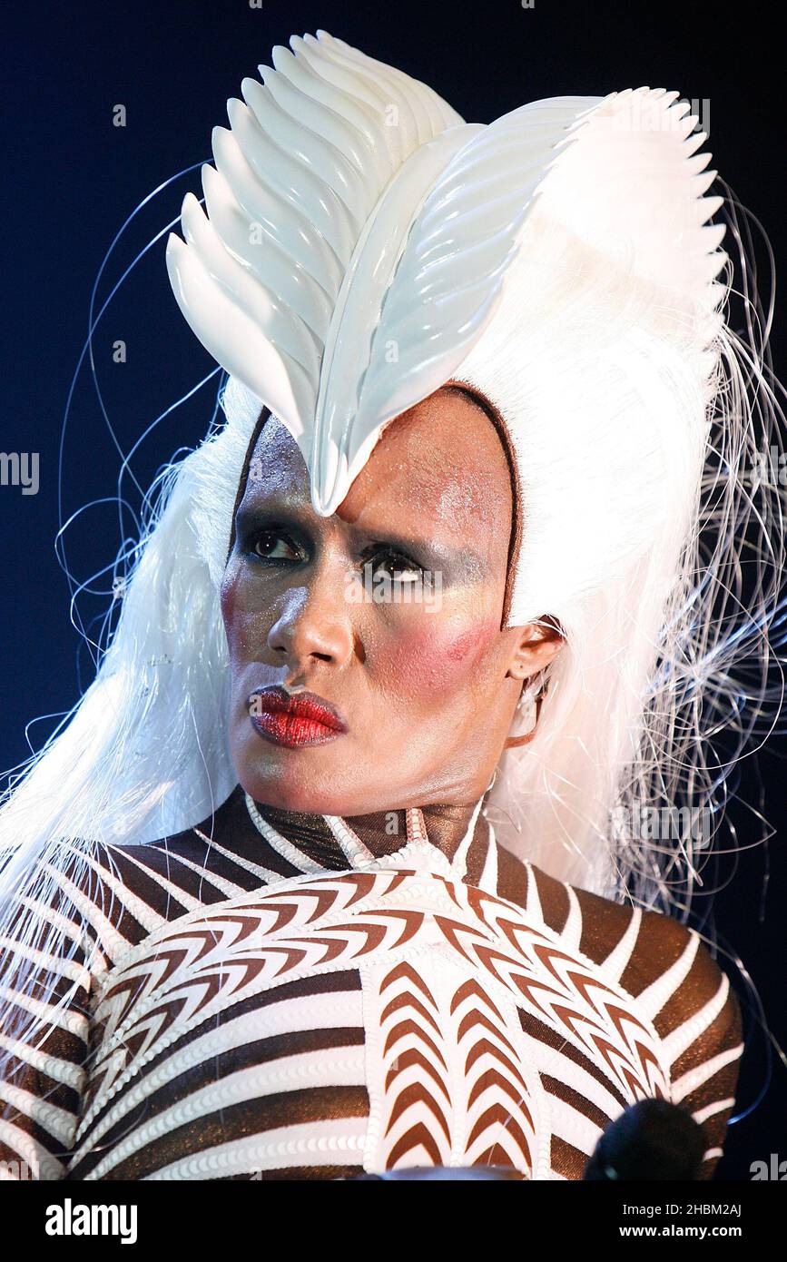 Grace Jones performs live at the Royal Albert Hall in central London ...
