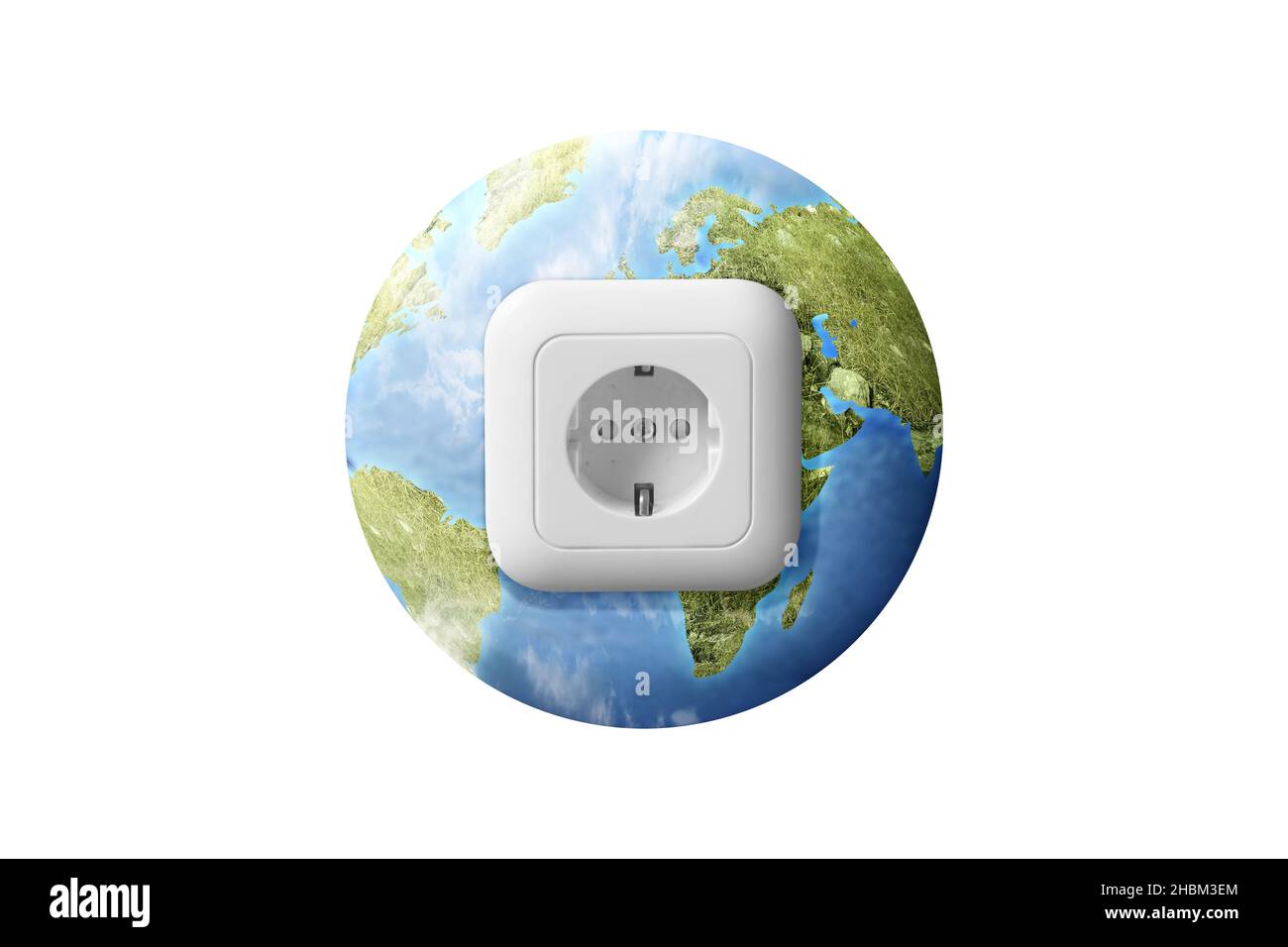 Earth power socket isolated over white background Stock Photo - Alamy